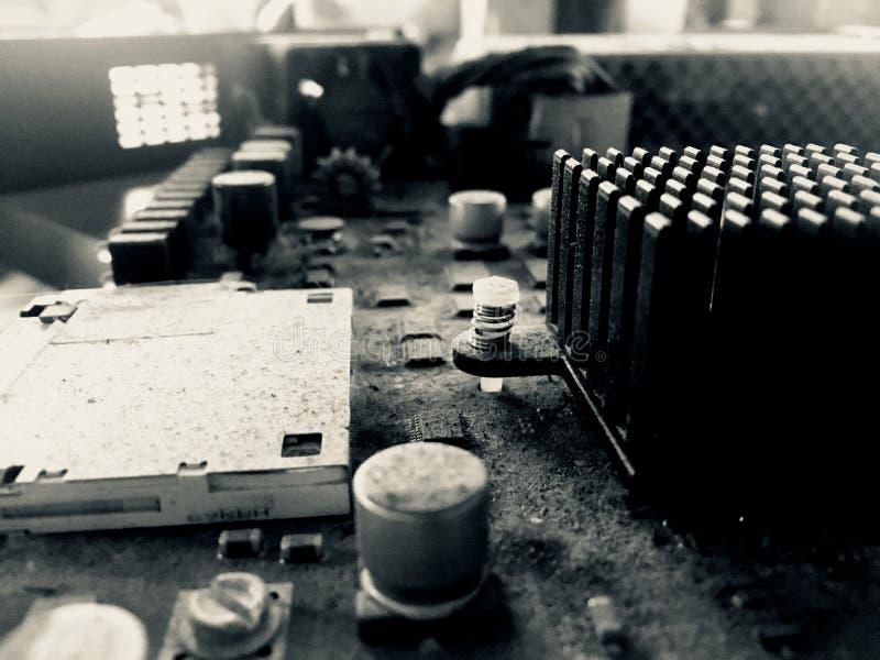 Black and White Computer Board Covered with Dust Stock Photo - Image of ...