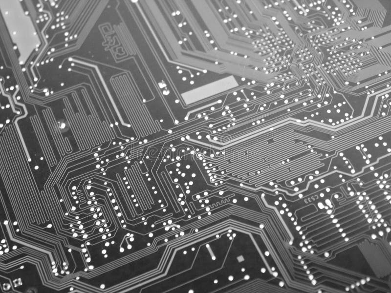 Black and White Computer Circuit Board Stock Image - Image of buttons ...