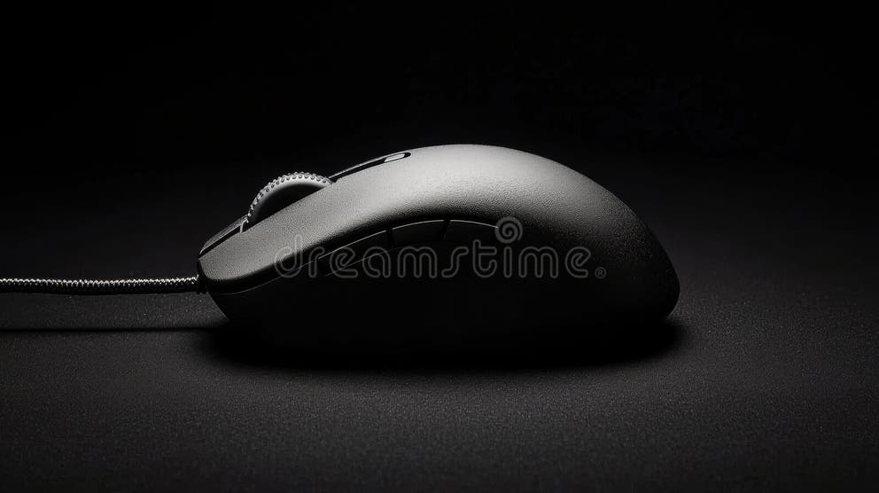 A Black and White Computer Mouse with a Scroll Wheel and Wired ...