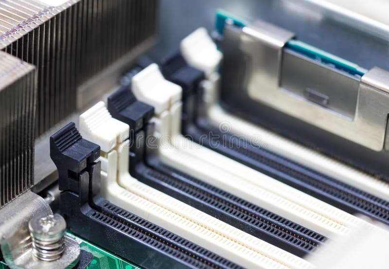 Black and White Computer RAM Slot Stock Photo - Image of chip ...