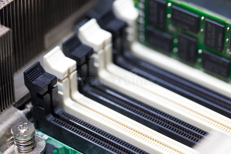 Black and White Computer RAM Slot Stock Photo - Image of board ...
