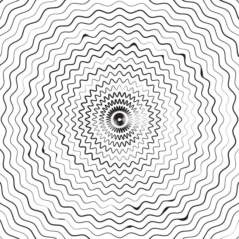 Black and White Concentric Line Circle Background or Ripple Effect ...