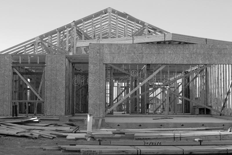 Black and White Construction Stock Photo - Image of edifice, building ...