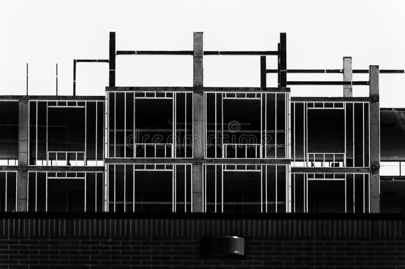 Black and White of a Construction Site Stock Illustration ...