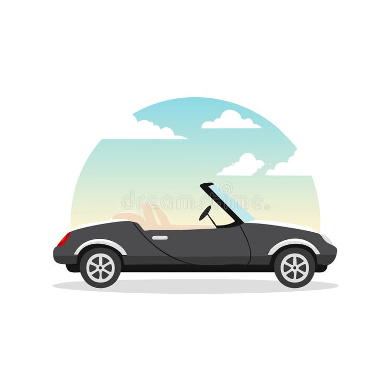 Black and White Convertible with the Top Down Stock Vector ...