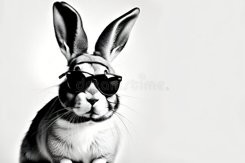 Black and White Cool Bunny with Sunglasses Stock Illustration ...