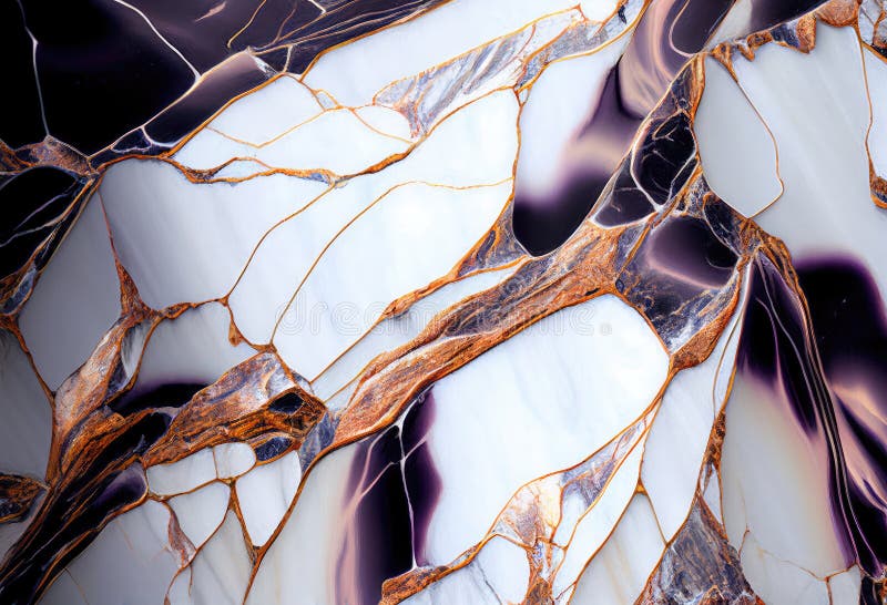 Black, White and Copper Colored Marble Texture. Generative Ai Art Stock ...