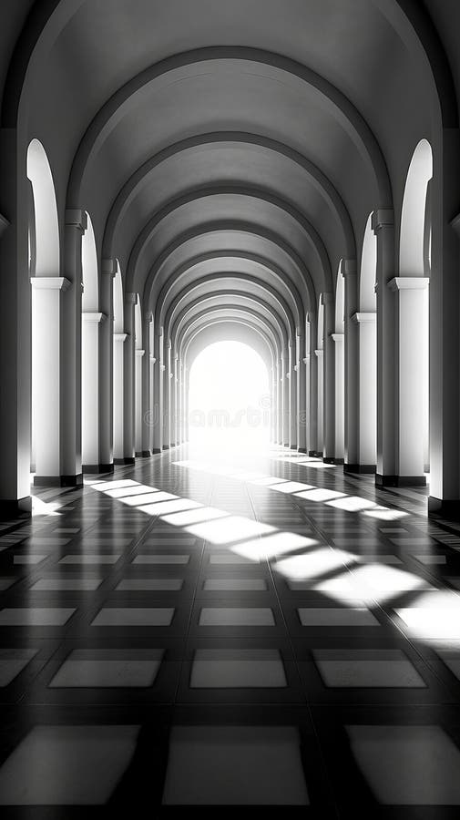 A Black and White Corridor with Sharp Contrast and a Sense of Depth ...