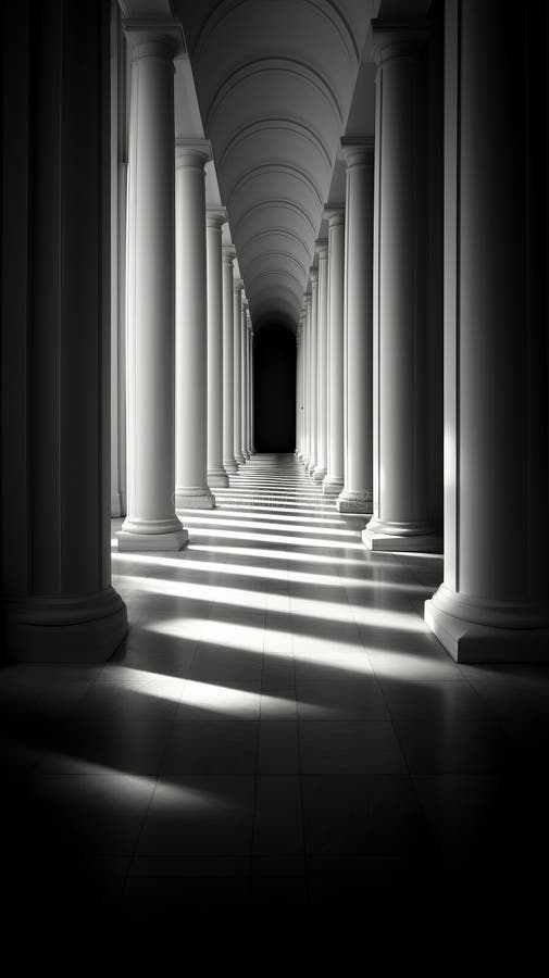 A Black and White Corridor with Sharp Contrast and a Sense of Depth ...