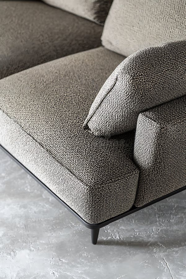 A Black and White Couch with a Patterned Fabric Stock Image - Image of ...