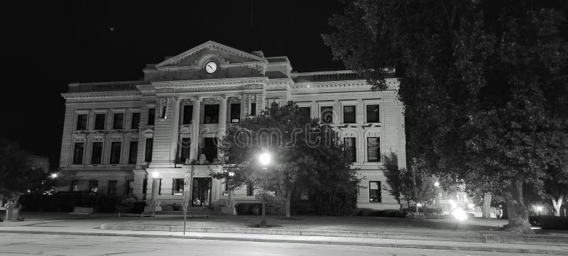 Black and White Courthouse at Night Stock Photo - Image of courthouse ...