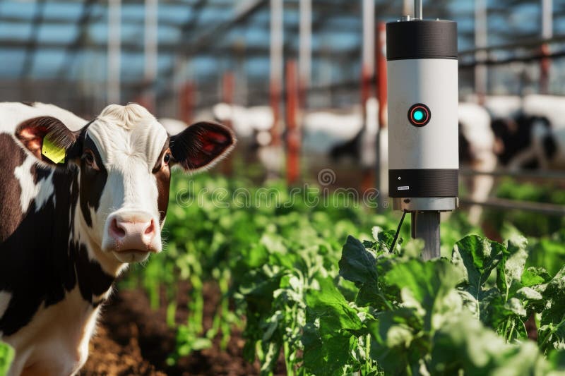 A Black and White Cow Stands in a Field of Crisp Lettuce Stock Photo ...