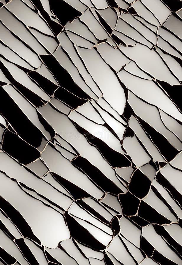 Black and White Cracked Mirror Surface Abstract Background. Stock ...