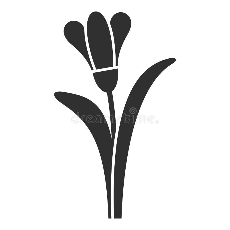 Black and White Crocus Flower Blooming Icon Stock Vector - Illustration ...
