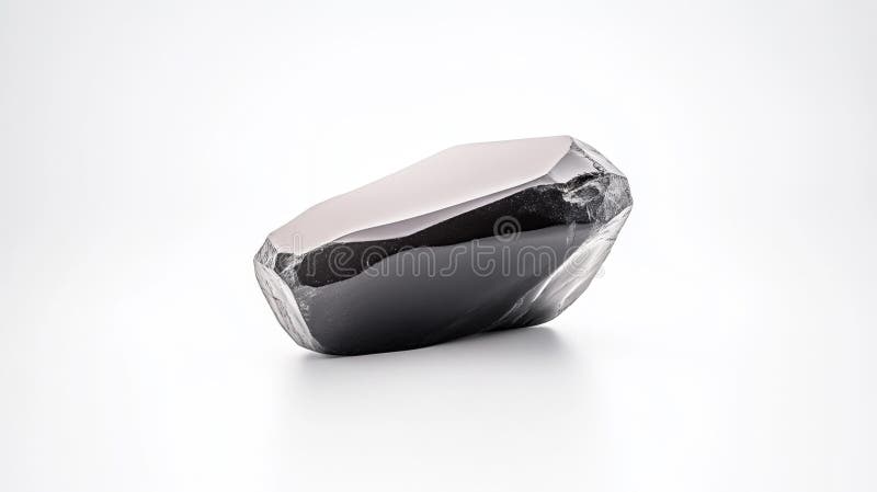 Black and White Crystal Stone with Sharp Edges Isolated on White Stock ...