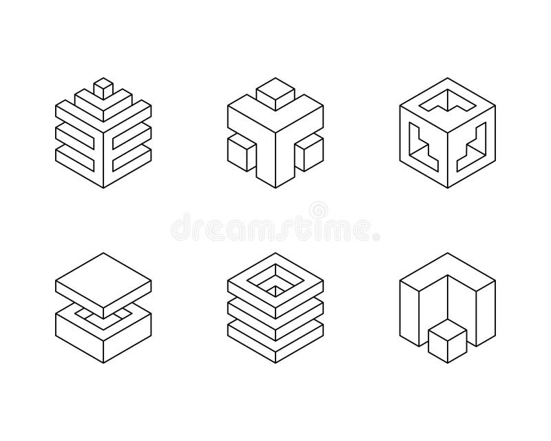 Black and White Cube Logo, Geometric Vector Design. Set Box Logotype ...