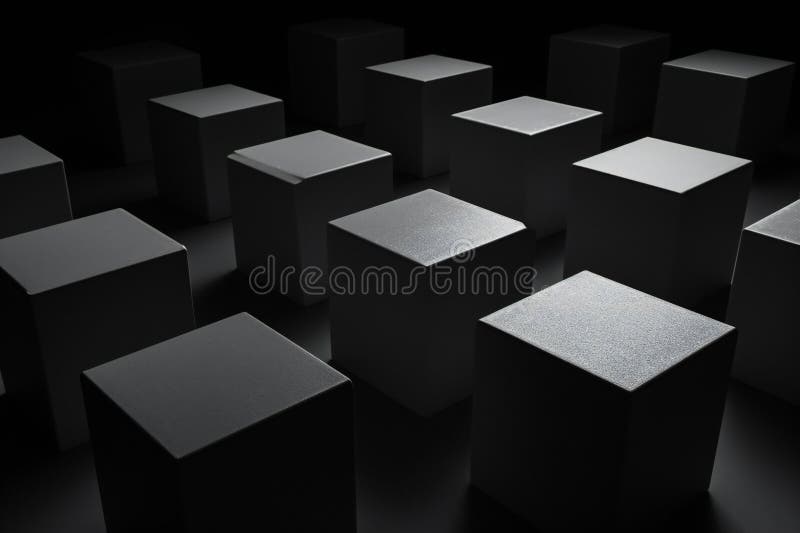 Black and White Cubes on Black Background Stock Illustration ...