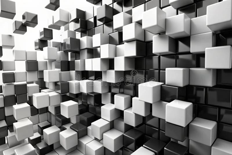 Black and White Cubes Screen Wipe Transition. 3D Rendering Stock ...