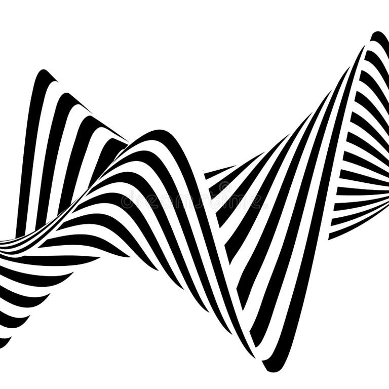Black and White Curved Line Stripe Moving Wave Abstract Background. Eps ...