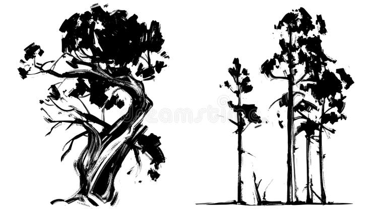 Black and White Curvy Trees Stock Vector - Illustration of white ...