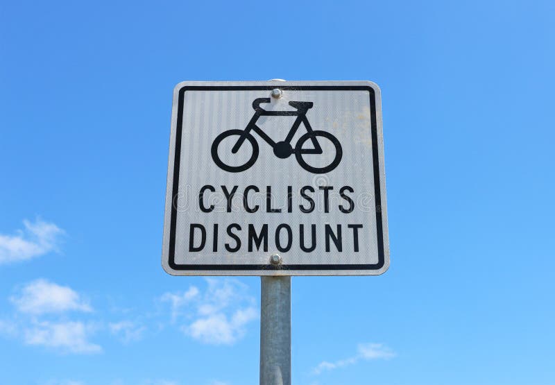 Black White Cyclists Dismount Sign Blue Sky Stock Photos - Free ...