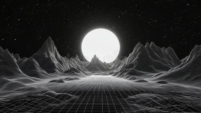A Black and White 3D Abstract Retrowave Design with an 80s and 90s Vibe ...