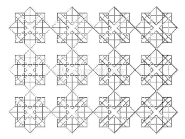 Black and White 2D CAD Drawing of Islamic Geometric Pattern. Stock ...
