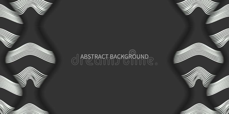 Black and White 3D Fluid Wave. Striped Wavy Line Composition. Abstract ...