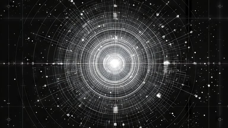 A Black and White 3D Grid Background Featuring Abstract Math, Geometric ...