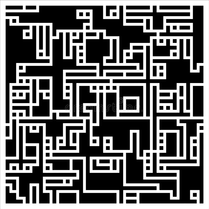 Black and White 3d Illustration, Abstract Pattern, Scheme, Labyrinth ...
