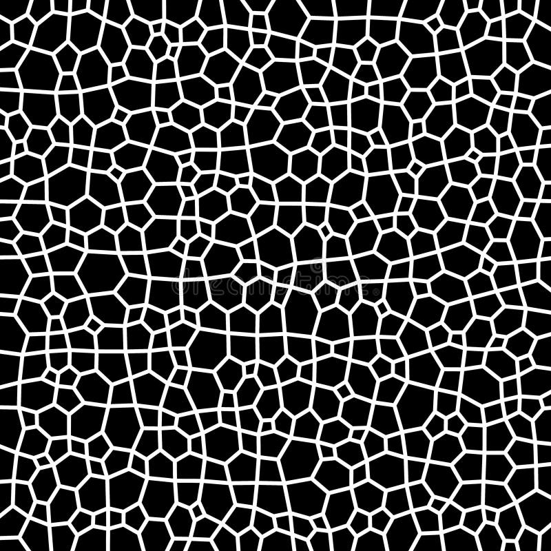 Black and White 3D Illustration, Background, Voronoi Grid, Orthographic ...