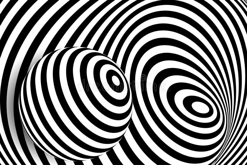 Black White 3d Line Distortion Ball Illusion Stock Vector ...