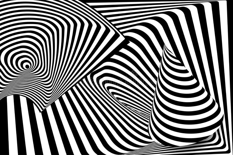 Black White 3d Line Distortion Ball Illusion Stock Vector ...