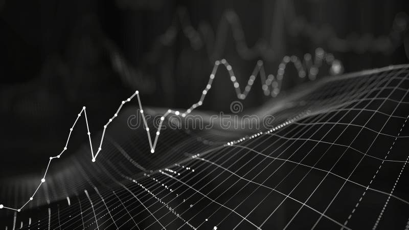 Black and White 3D Line Graph on Dark Background Image, Ai Generated ...