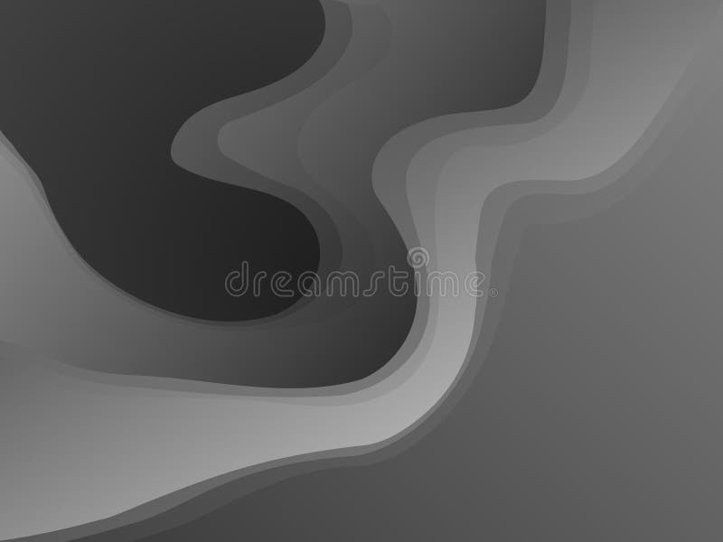 Black And White 3D Style Shaded Waves Vector Abstract Background Stock ...