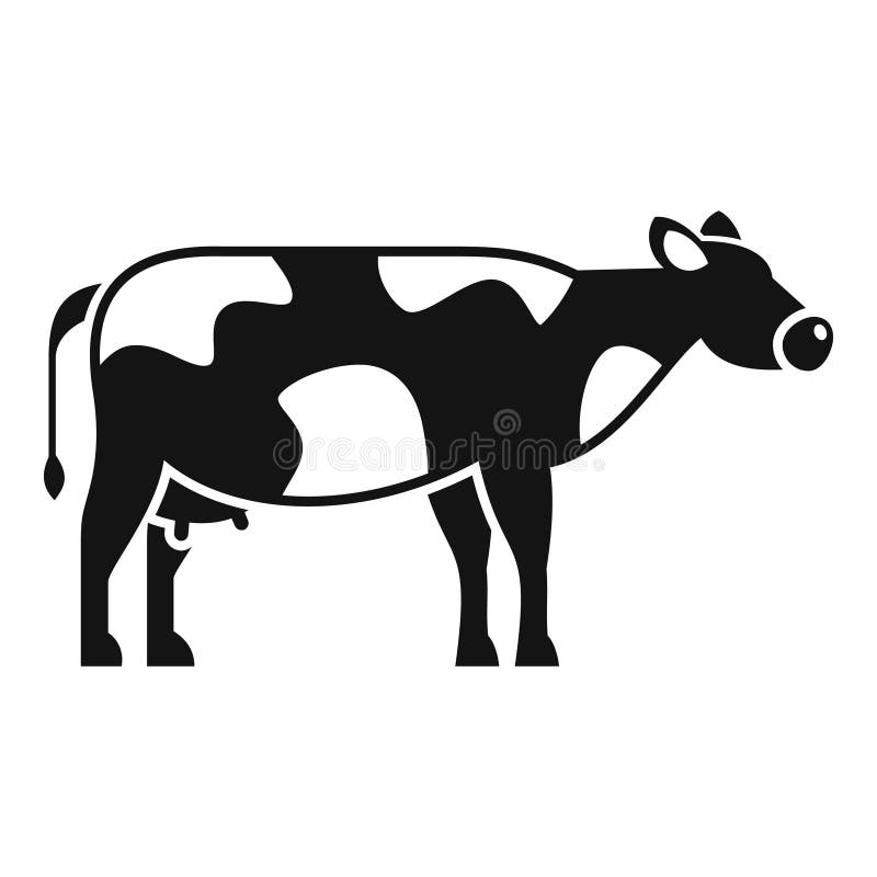 Black and White Dairy Cow Standing Side View Icon Stock Illustration ...
