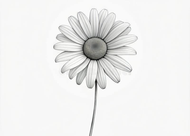 Black and White Daisy Line Drawing: a Minimalist Vector Illustration ...