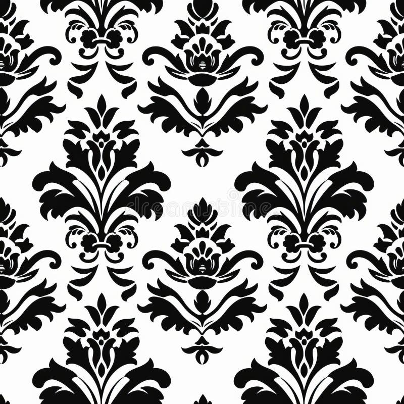 Black and White Damask Pattern: Clean and Simple Design Stock ...