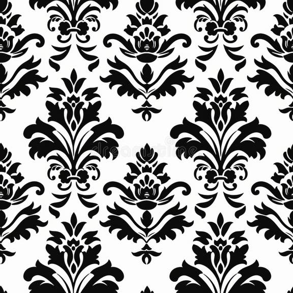 Black and White Damask Pattern: Clean and Simple Design Stock Illustration - Illustration of ...