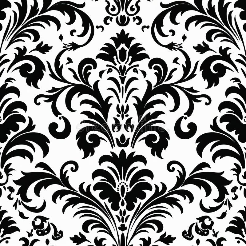 Black and White Damask Pattern: Clean and Simple Designs Stock ...