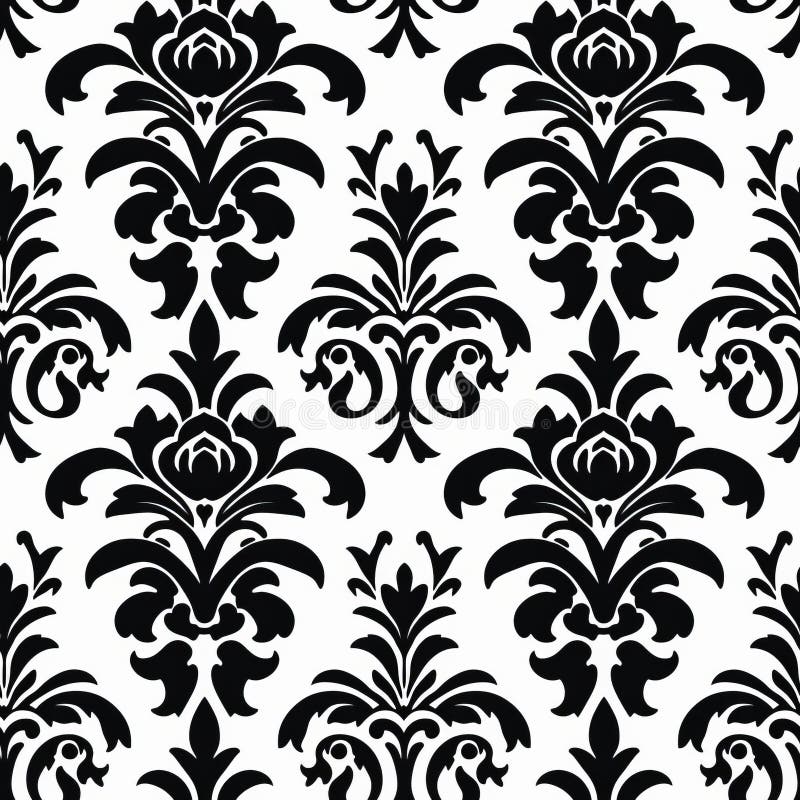 Black and White Damask Wallpaper: Classic Elegance for Any Space Stock ...