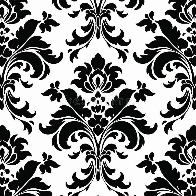 Black and White Damask Wallpaper with Precisionist Gothic References ...