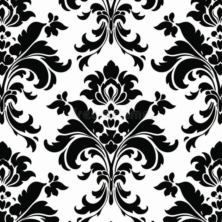 Black and White Damask Wallpaper with Precisionist Gothic References ...