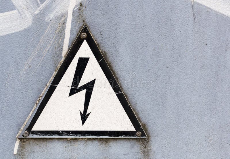 Black and White Danger Dign with Lightning Copyspace Stock Photo ...