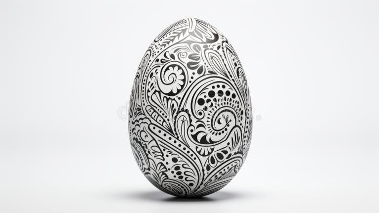 Black and White Decorated Egg on a White Surface, Perfect for Easter ...