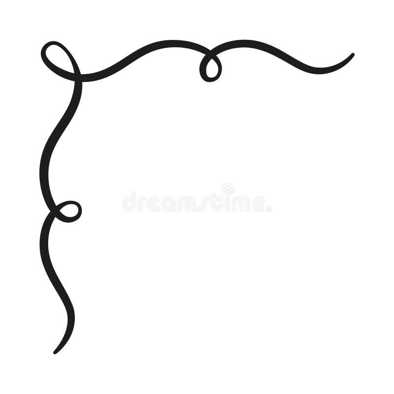 Black and White Decorative Corner Frame in the Form of a Curvy Ribbon ...