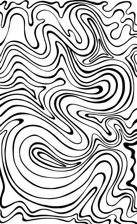 Black White Decorative Doodles Wave Maze Texture. Isolated Pattern ...