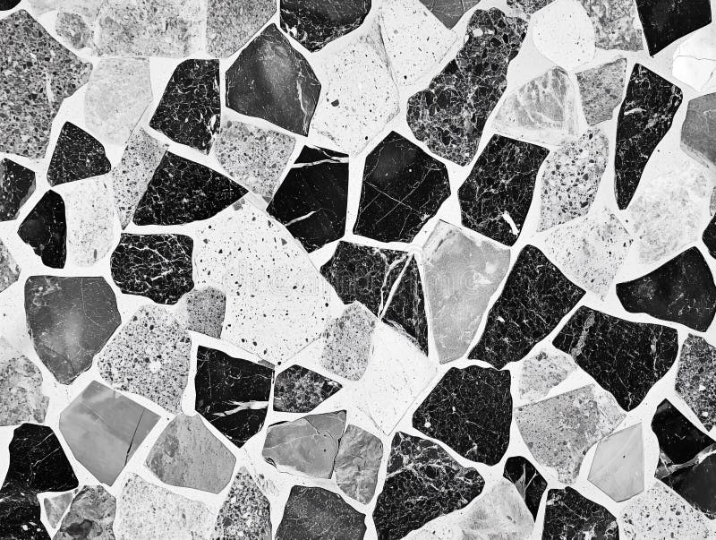 Black and White Decorative Terrazzo Tile Stock Illustration ...
