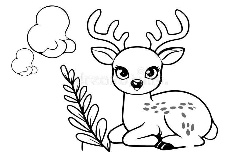 Black and White Deer Outline Drawing Design Stock Vector - Illustration ...