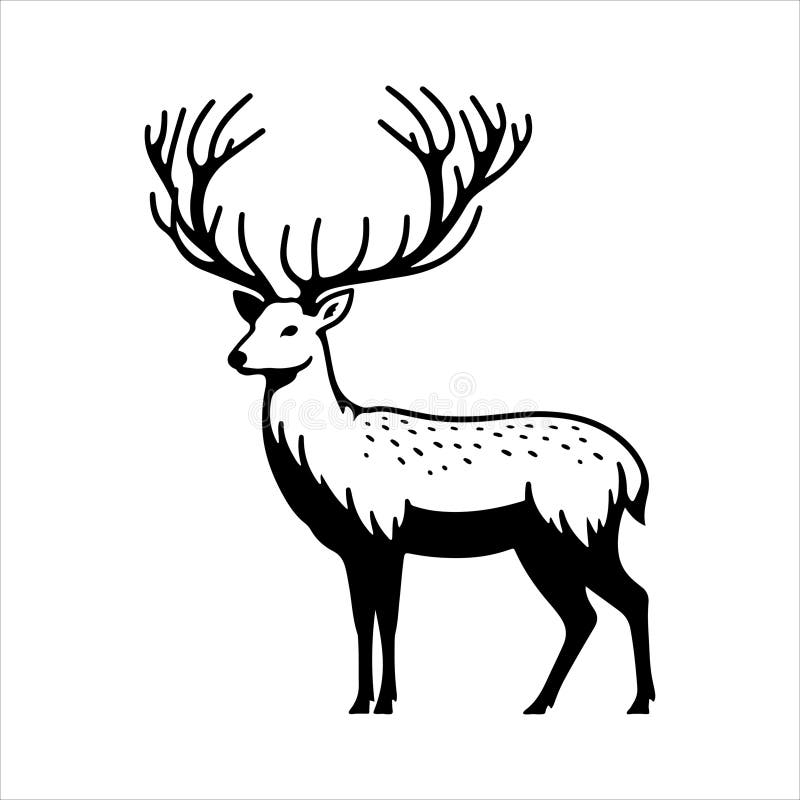 Black and White Deer Vector Illustration – Flat Design, High Contrast ...